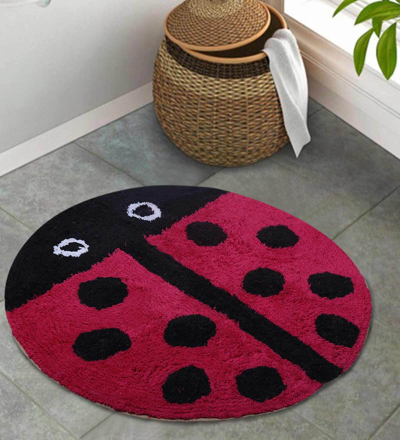 Buy Pink & Black colour Ladybug design 100% cotton Mat by S9home at 17% ...