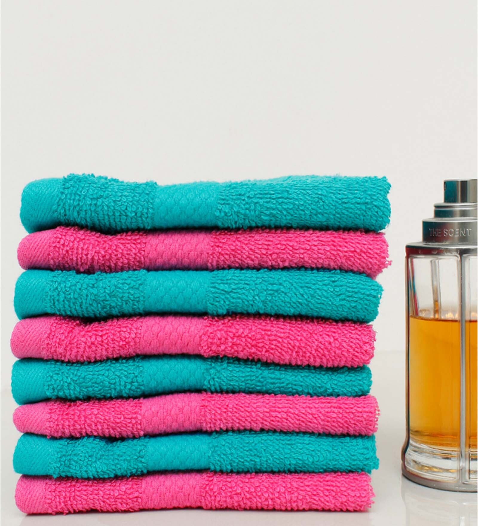 Buy Multicolor Solid 500 GSM 100% Cotton Face Towels (Set of 8) by AVI ...