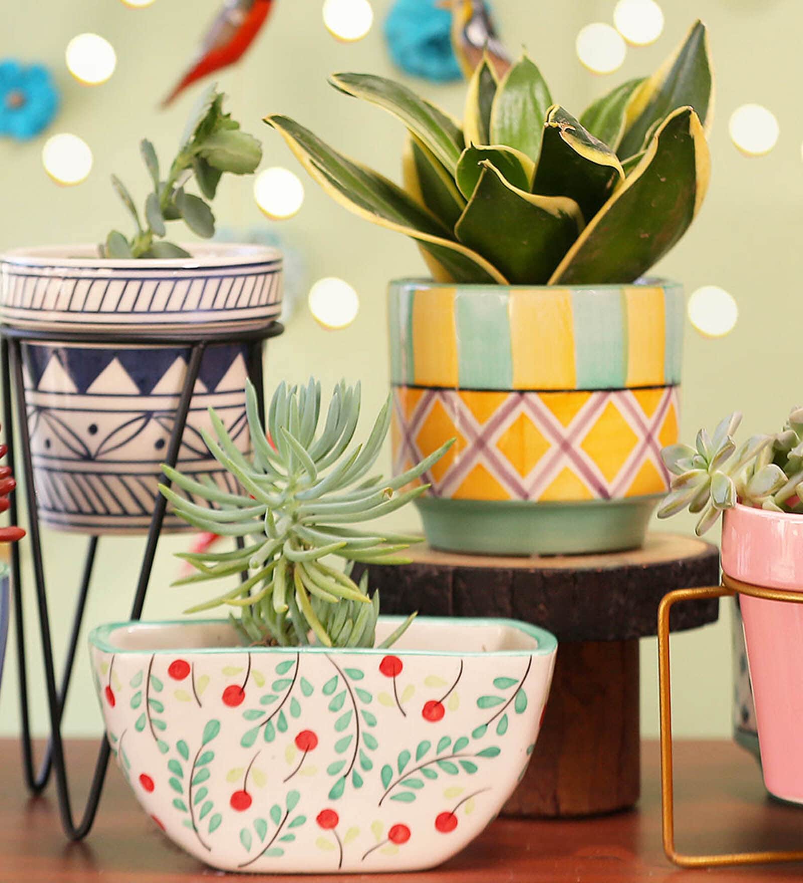 Buy White & Green Floral Ceramic Planter (Set Of 2) at 12% OFF by The ...