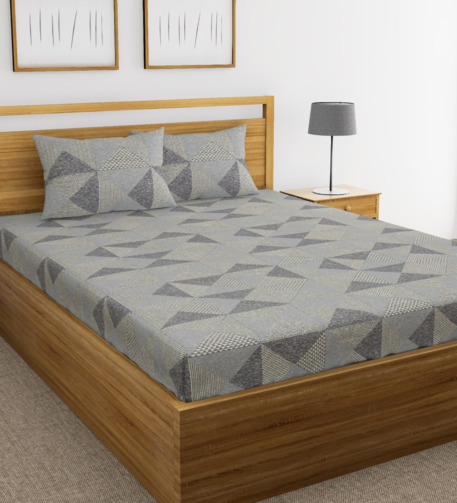 Buy Pallazo 100% Cotton 180TC Double Bedsheet with 2 Pillow Covers by ...