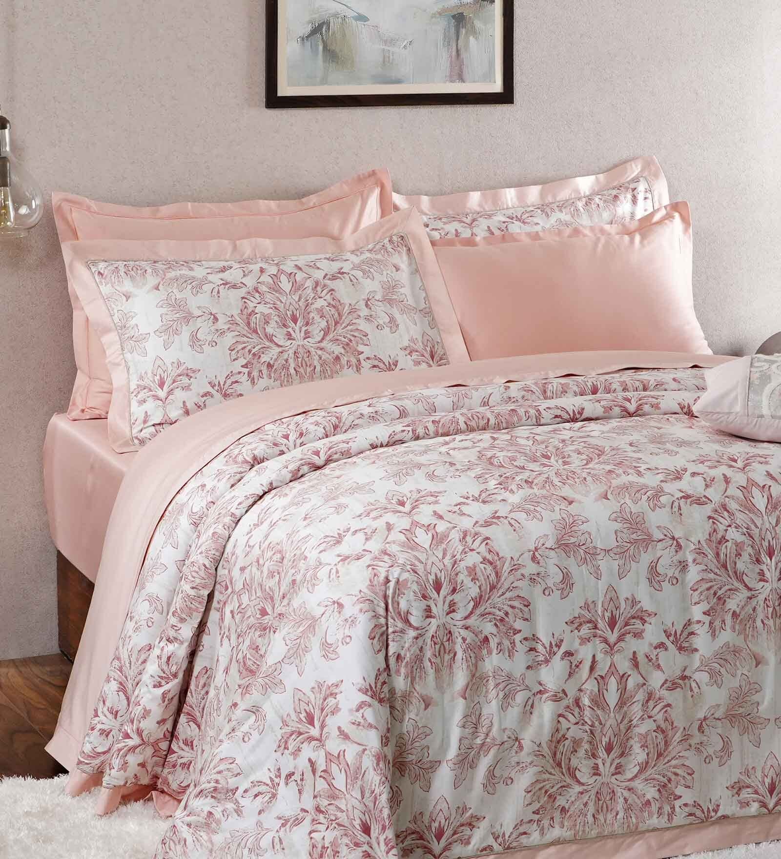 Buy Pink Abstract 145 GSM Cotton 8 Pieces Duvet Cover Set Tranquil ...