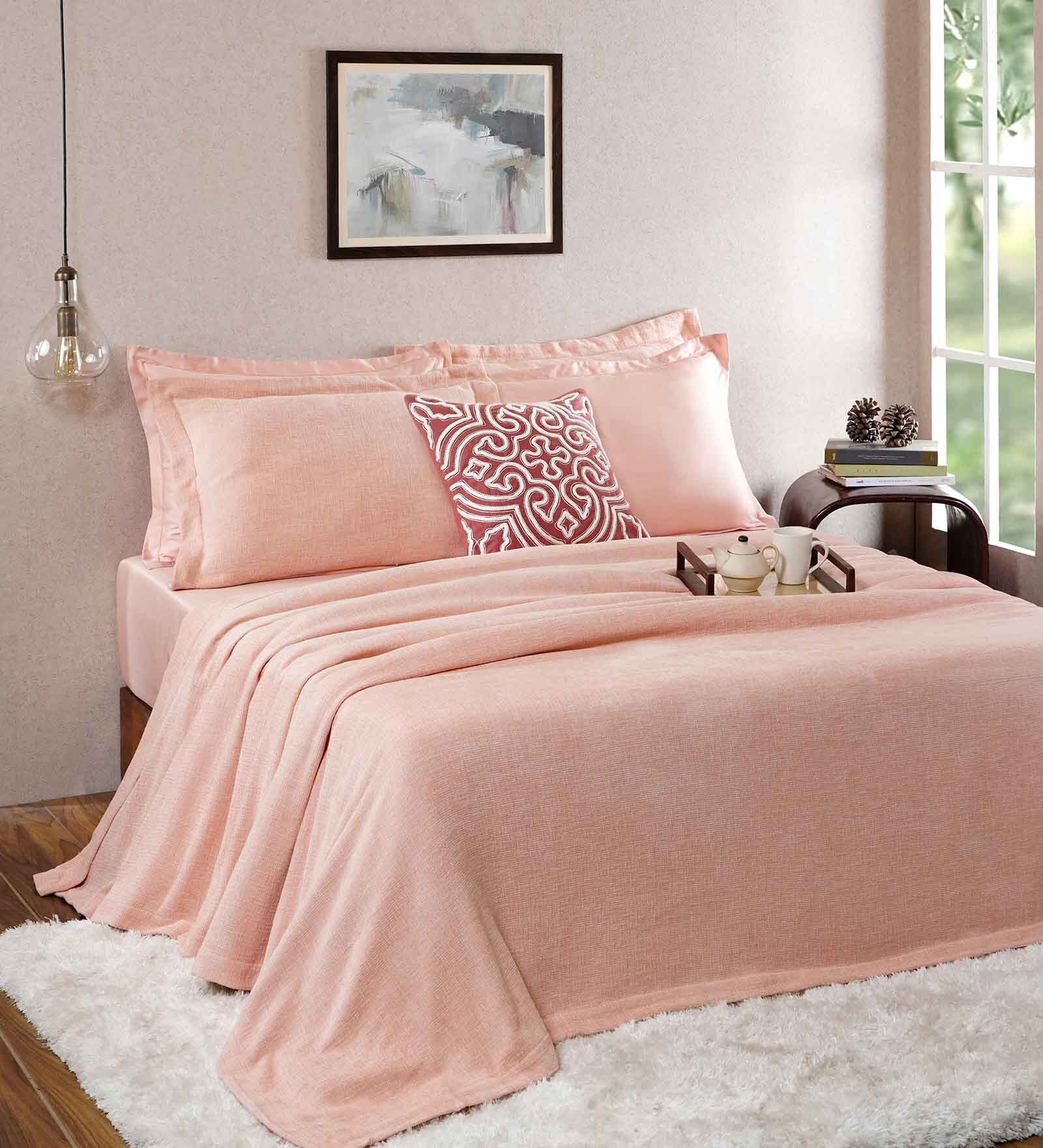 Buy Pink Abstract 320 GSM Cotton 8 Pieces Bedding Set Tranquil Essence ...