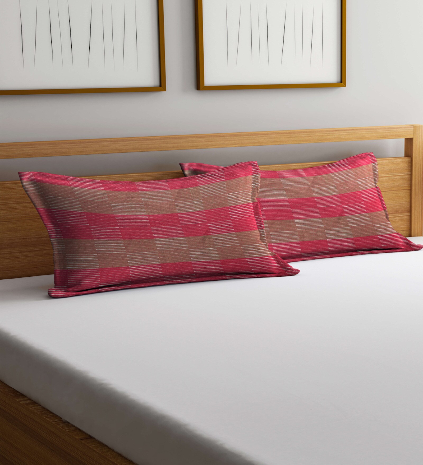 Buy Pink Cotton Geometric 28x18 inches Pillow Covers (Pack Of 2) at 74% ...