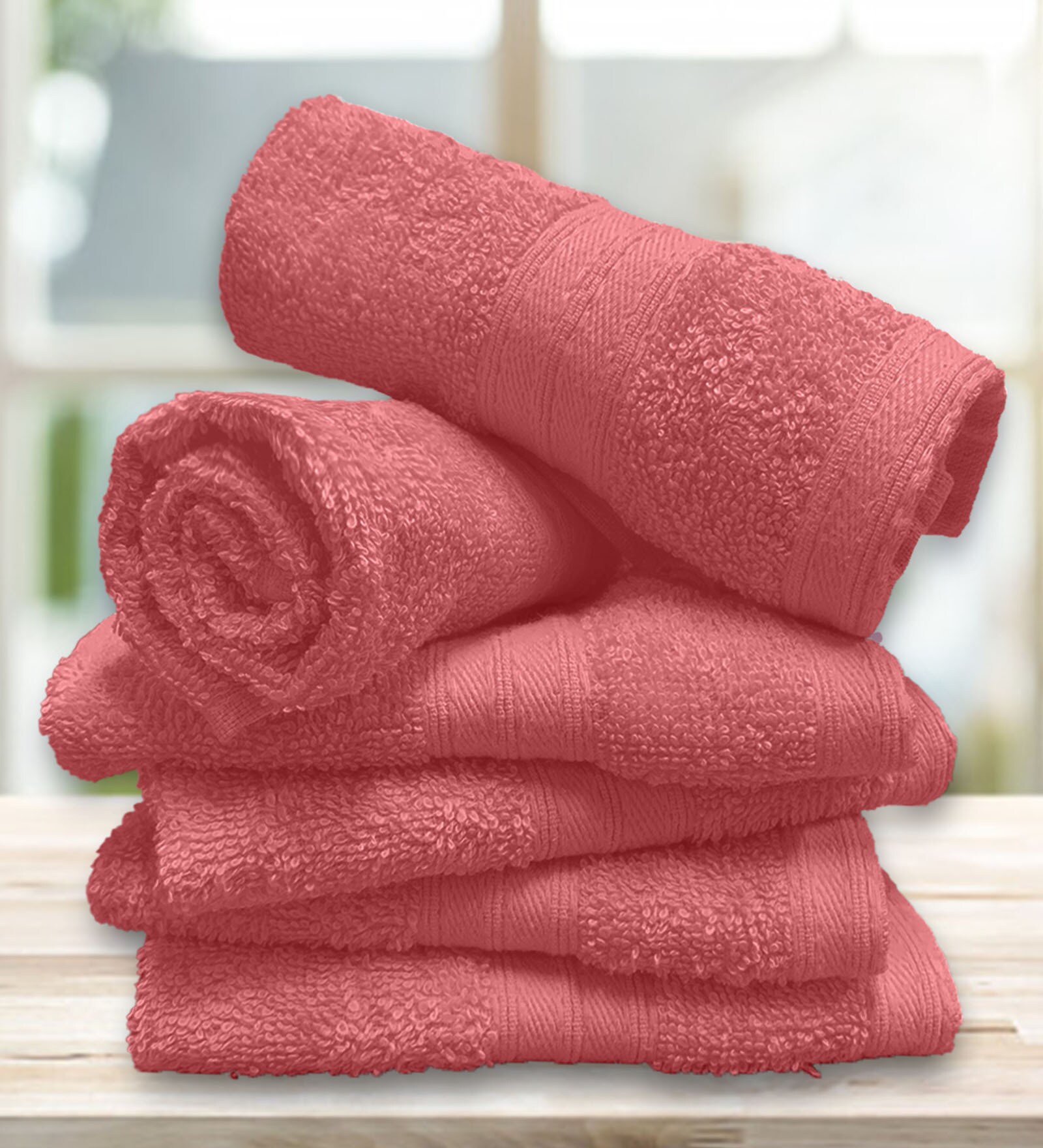 Buy Pink Cotton Solid 450 GSM Face Towel (Set of 6) by Sassoon fab at ...