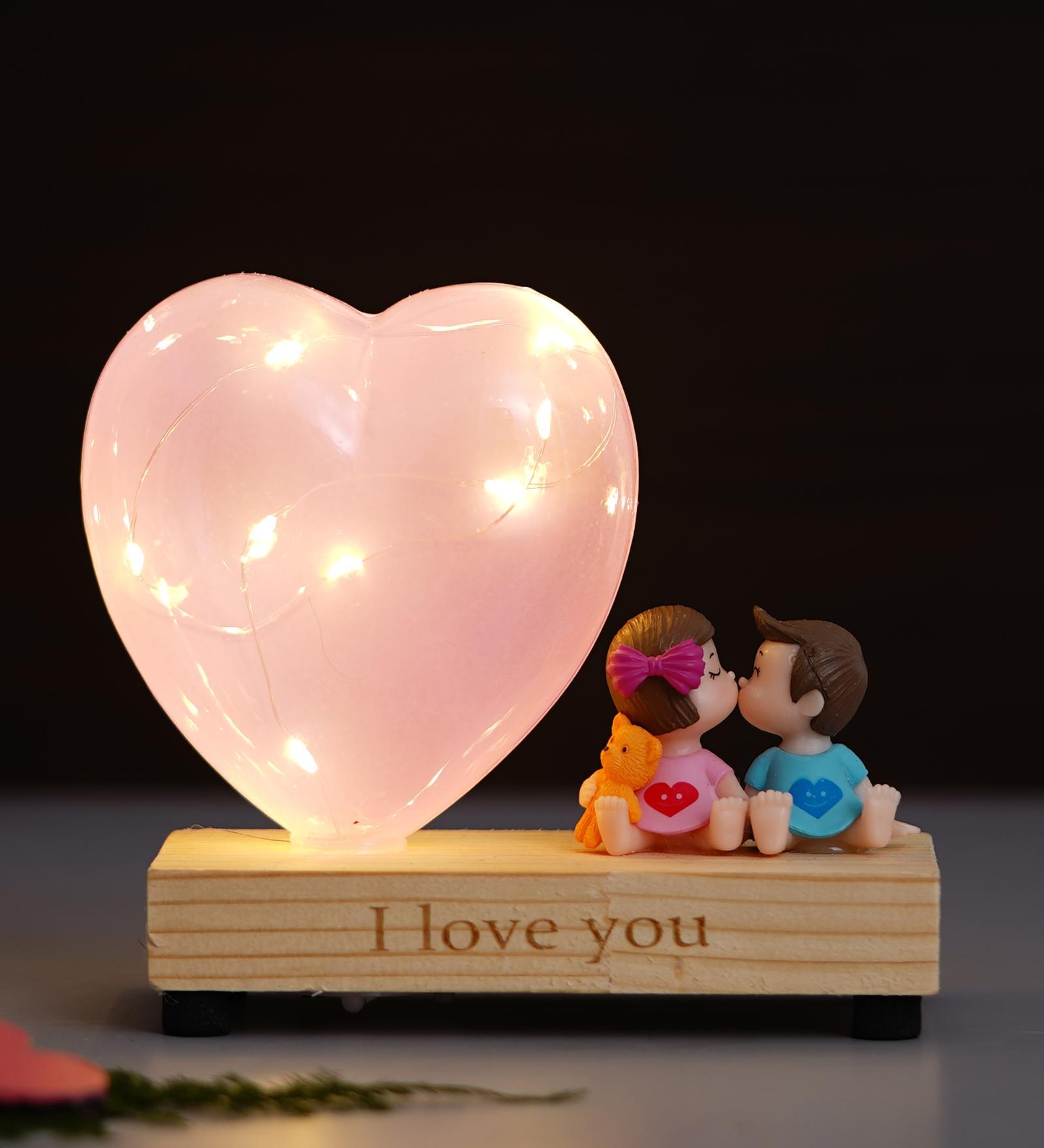 Buy Couple Heart Pink Acrylic Light Showpiece at 43% OFF by eCraftIndia ...