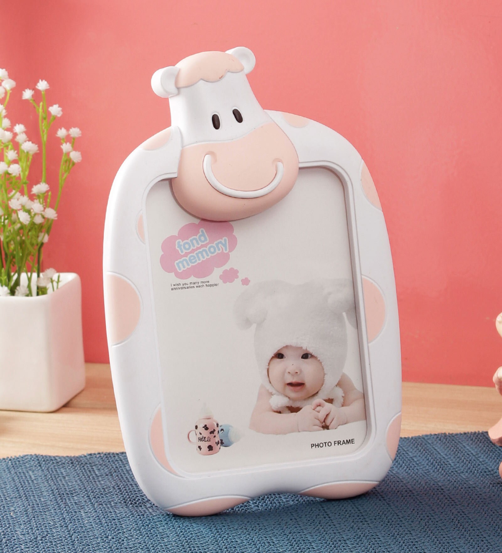 Buy Pink Cow Design Plastic Photo Frame By Wishtank Online - Table ...