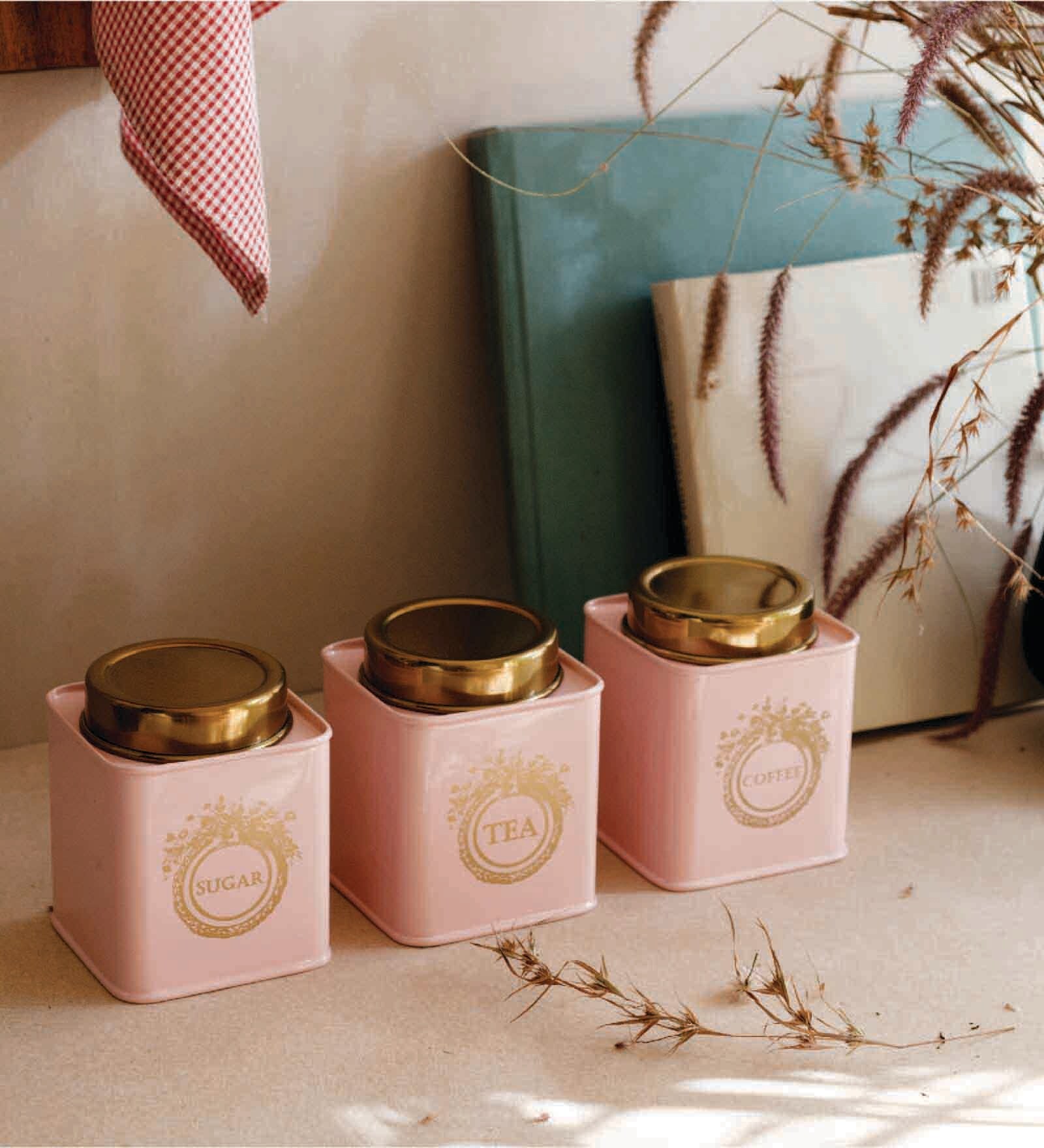 Buy Pink Finish Steel Storage Canisters By Living With Elan at 42% OFF ...