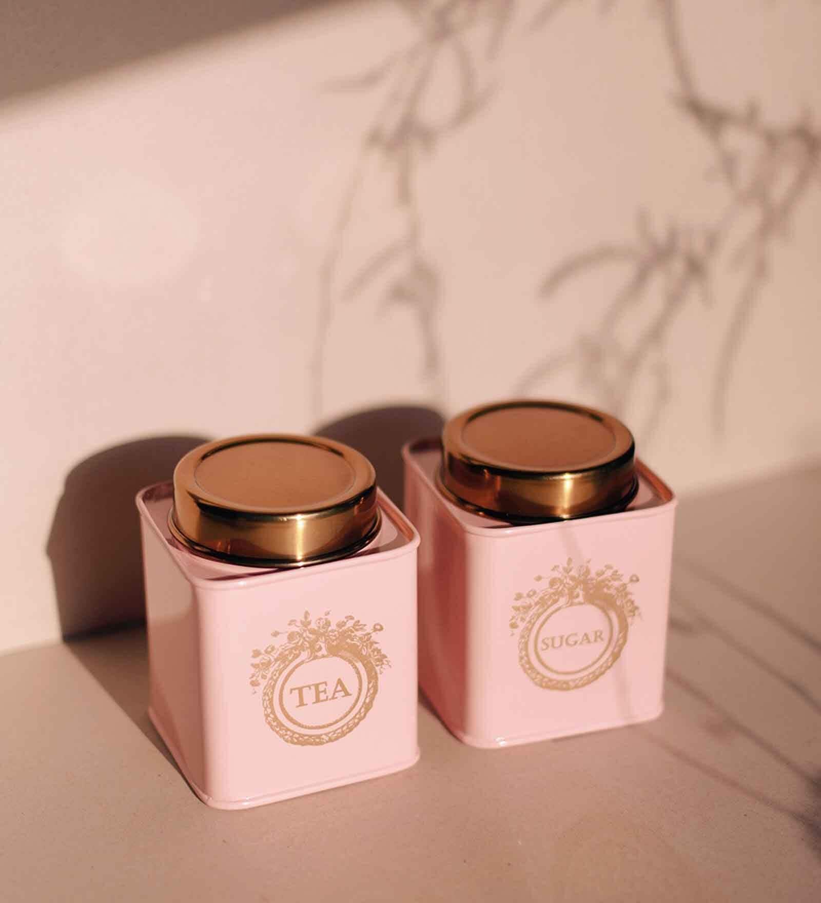 Buy Pink Finish Steel Storage Canisters Set of 2 By Living With Elan at ...