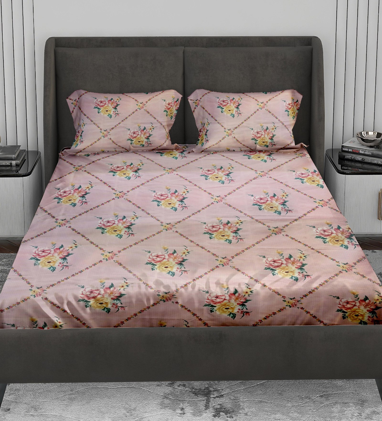 Buy Pink Floral 140 Tc Cotton Double Bedsheet With 2 Pillow Covers at 59% OFF by LABHAM | Pepperfry