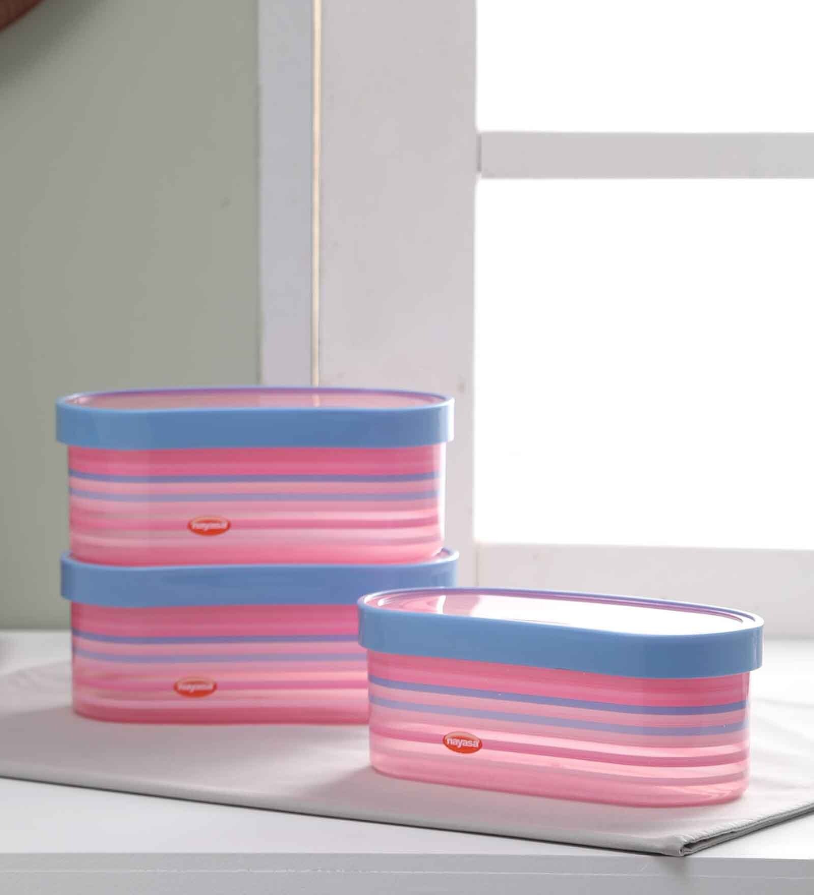Buy Pink Fusion Oval Plastic Container (Set of 3) by Nayasa at 34% OFF ...