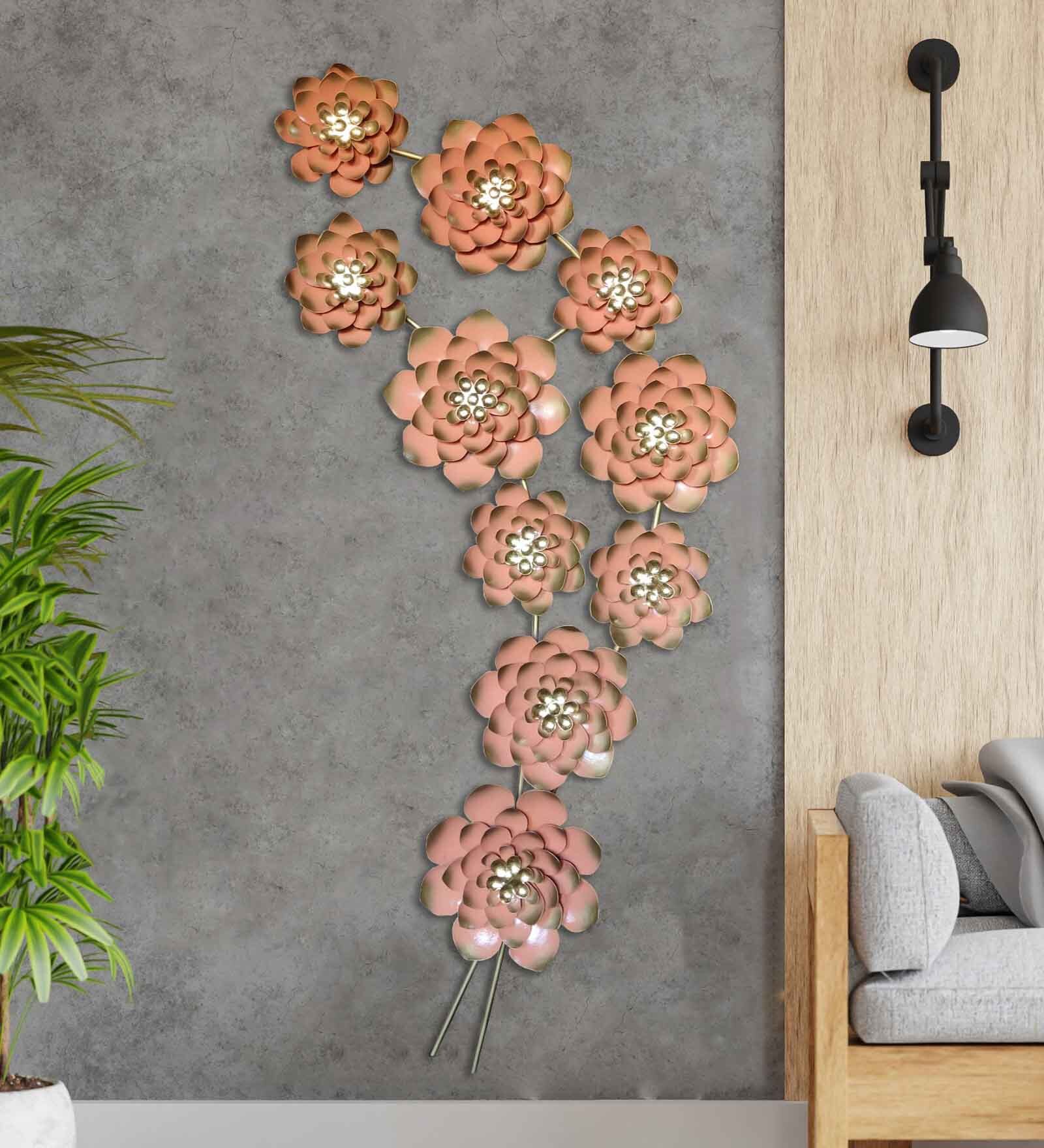 Buy Pink Iron Pink Flower Vine Wall Art By Hanable India at 55% OFF by ...