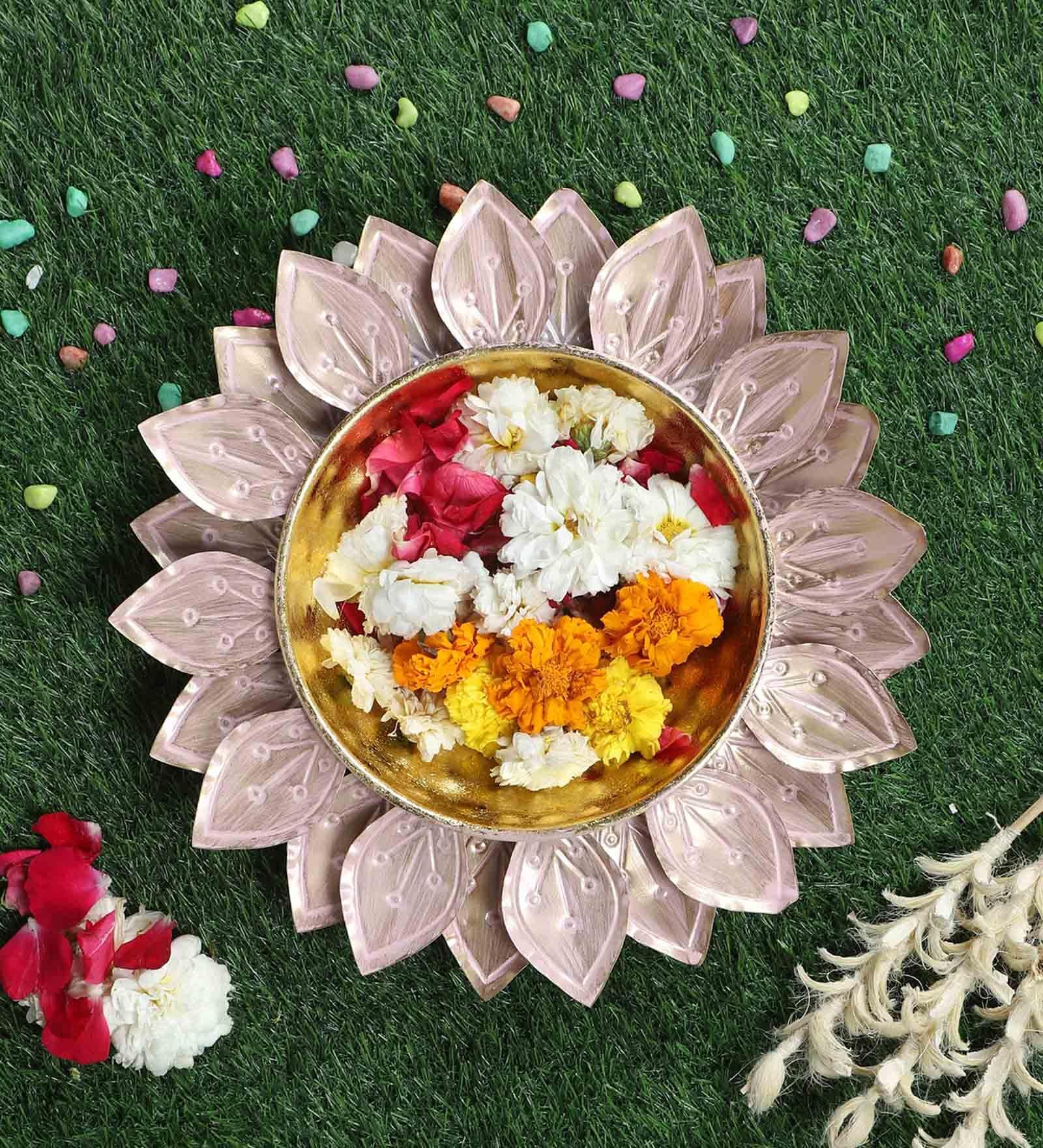 Buy Pink Flower Cut Urli at 36% OFF by Amaya Decors | Pepperfry