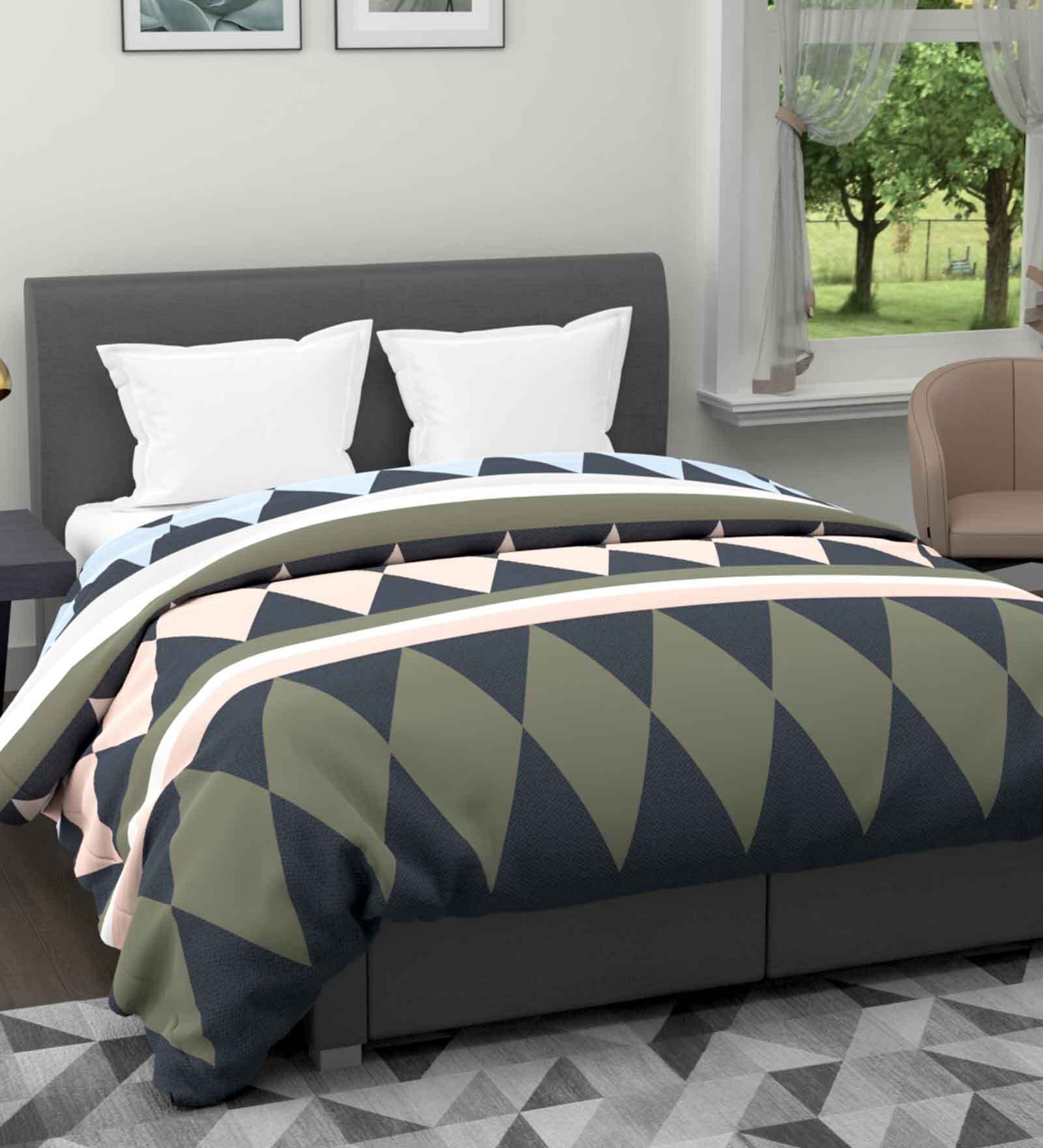 Buy Black Microfiber Abstract 120 GSM Double Comforter Rumba Collection ...