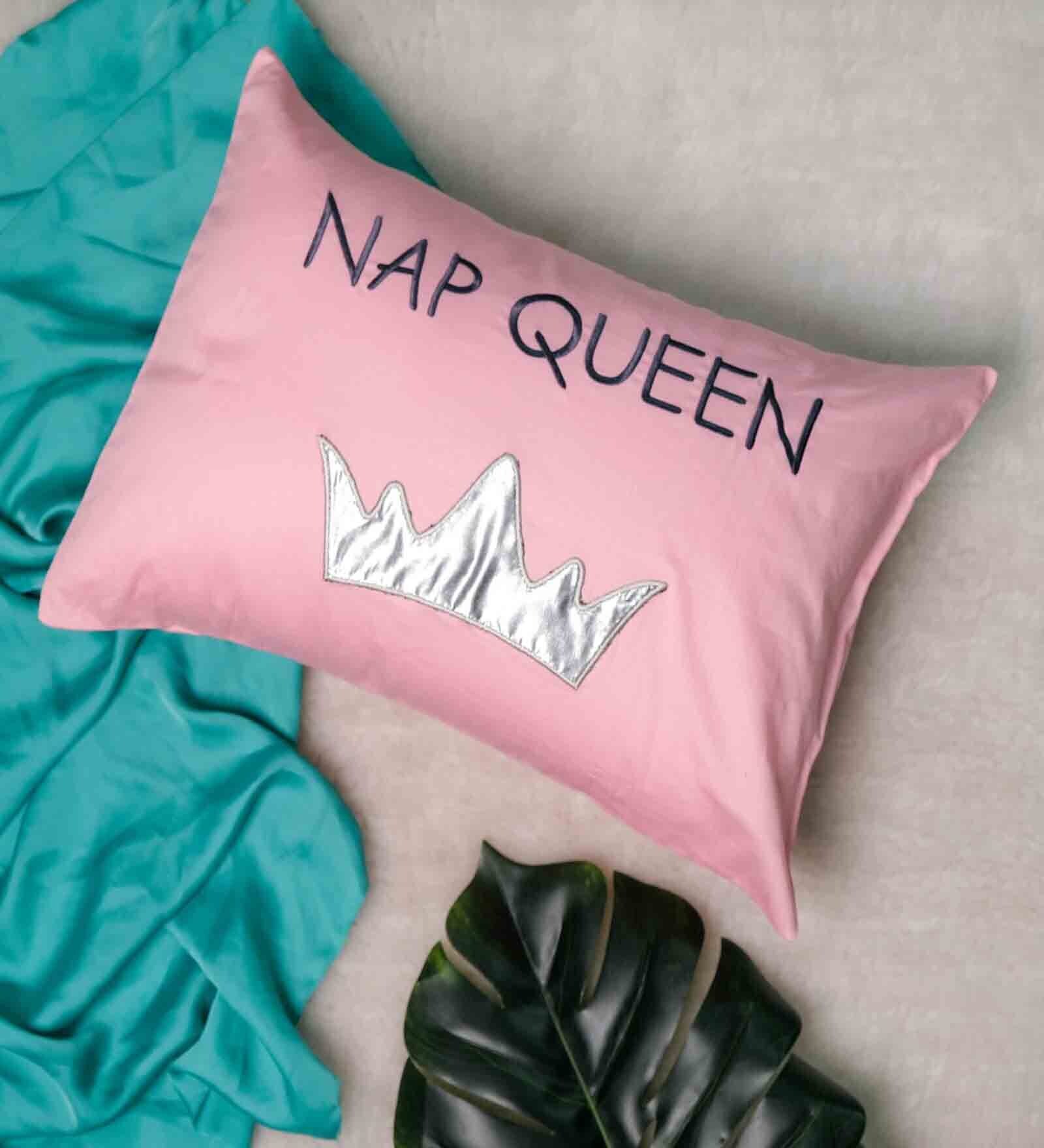 Buy Pink Nap Queen Poly Cotton 18 X 12 Inchs Kids Cushion Cover at 100% ...
