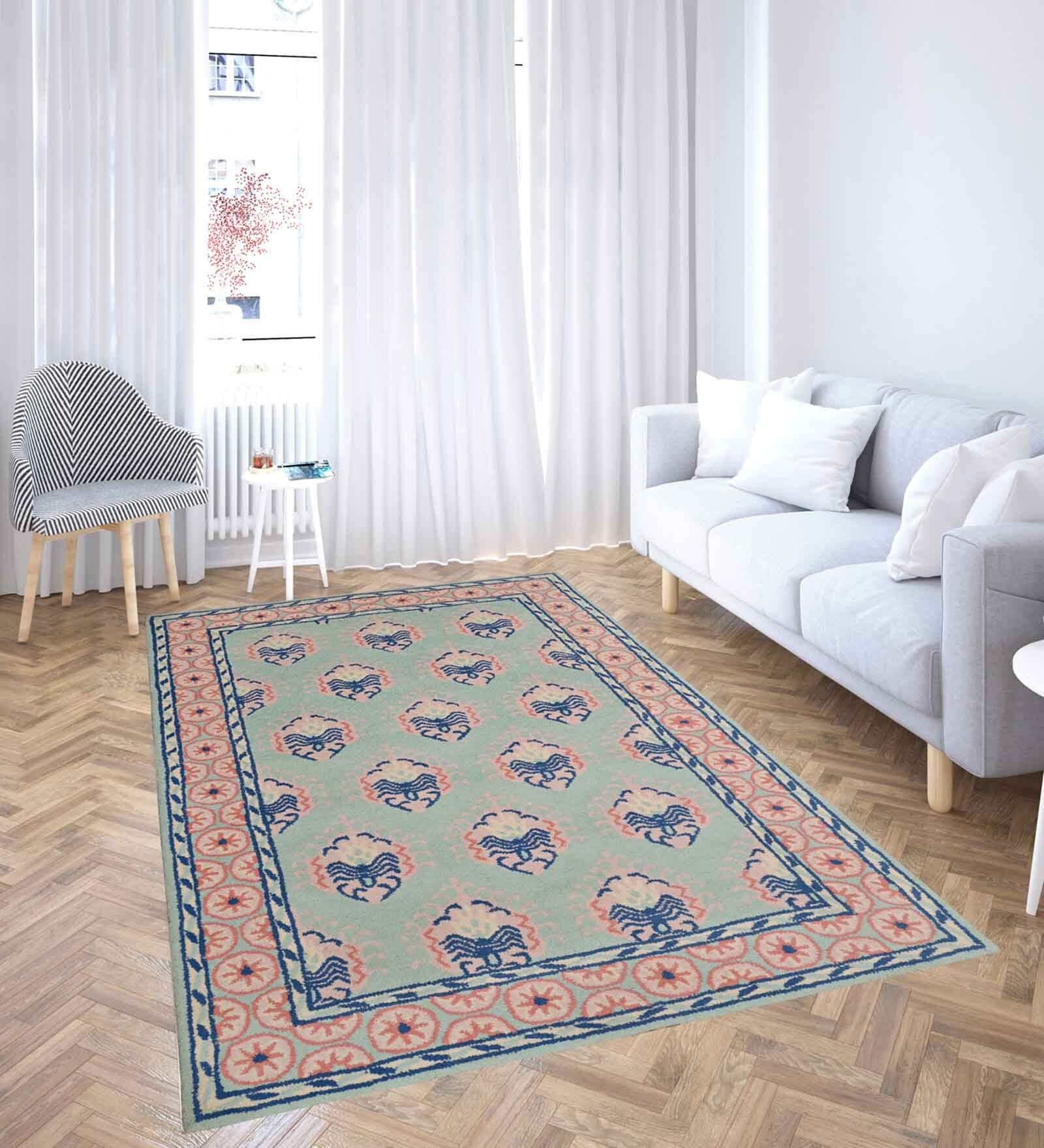Buy Blue Persian Cotton 5 ft x 8 ft Hand tufted Carpet at 25% OFF by ...