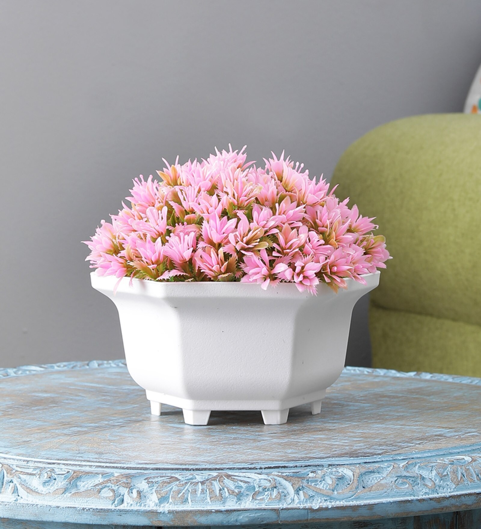 Buy Pink Plastic & Polyester Artificial Plant with Pot by Foliyaj at 17 ...