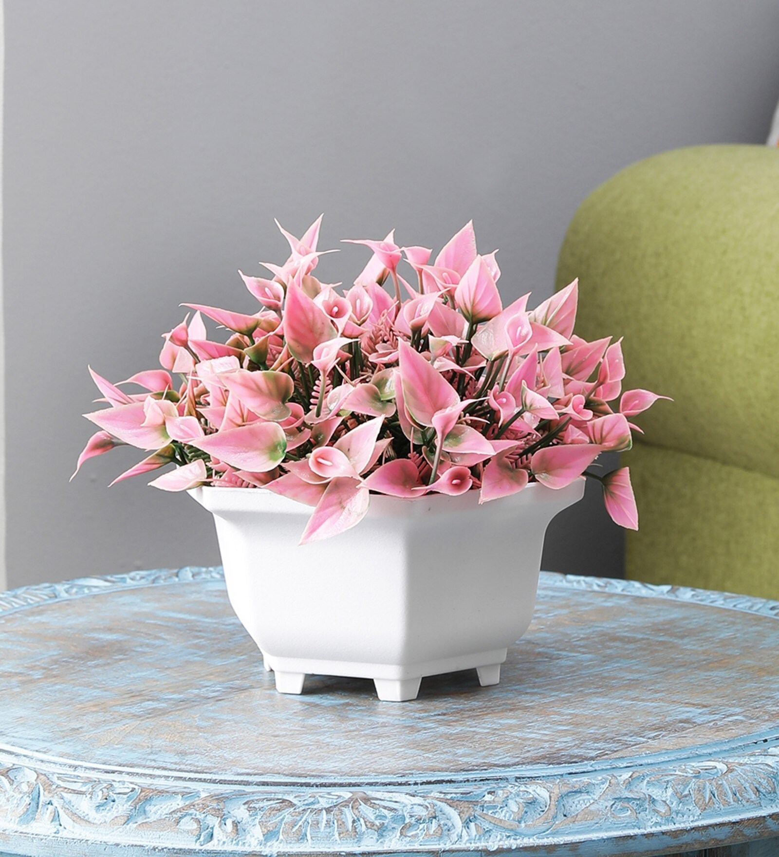 Buy Pink Plastic & Polyester Artificial Plant with Pot by Foliyaj at 51 ...