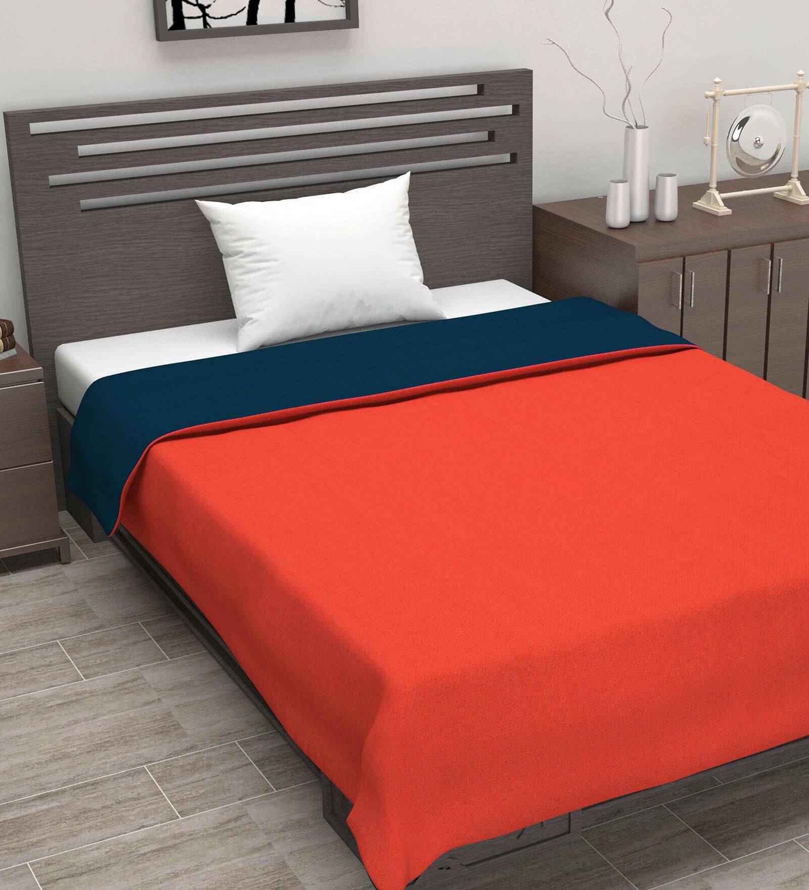 Buy Pink Solid Polyester 120 GSM Single Bed Reversible Dohar by Divine ...