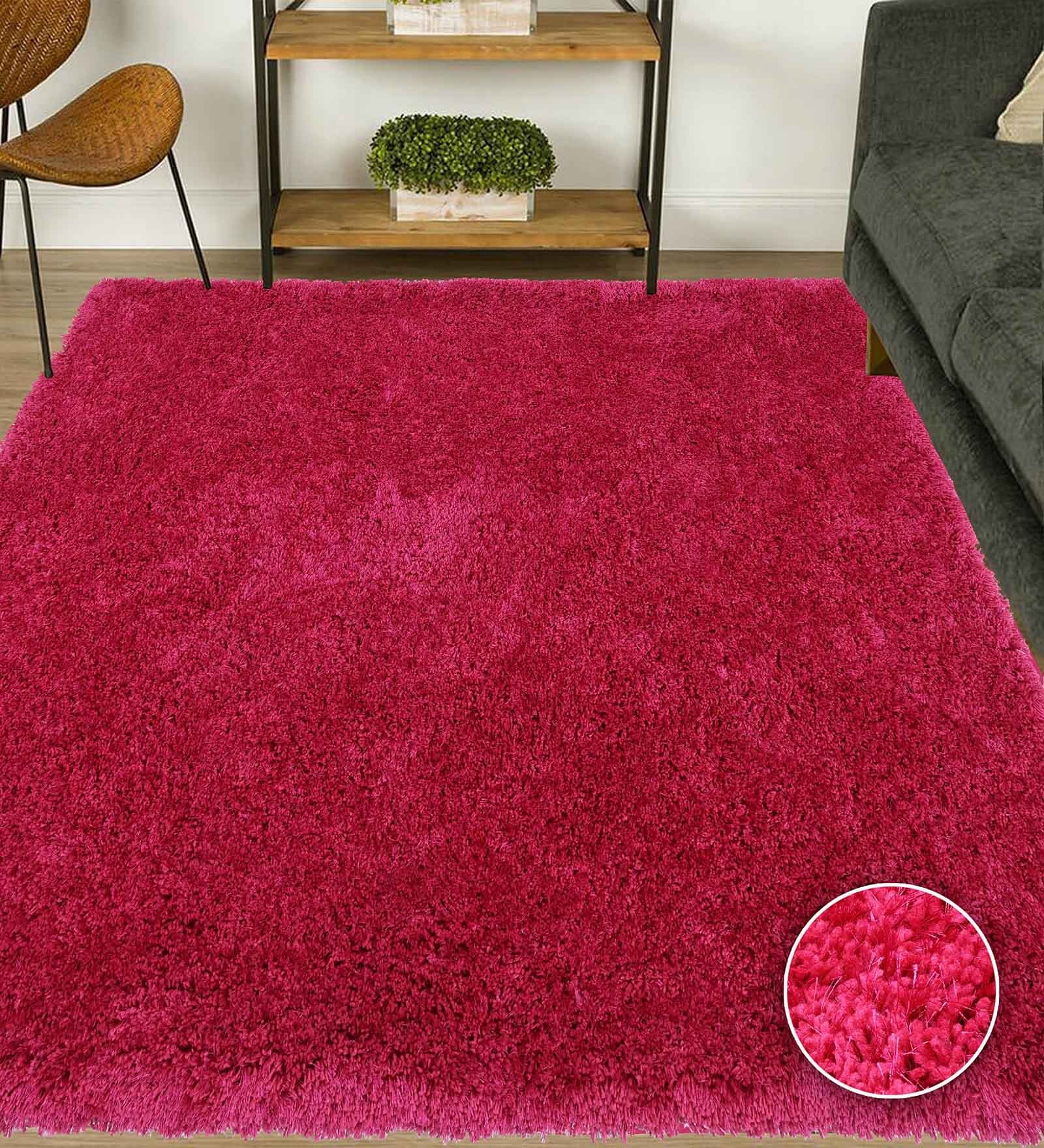 Buy Pink Shaggy Polyester 4ft X 6ft Hand tufted Carpet at 40% OFF by ...