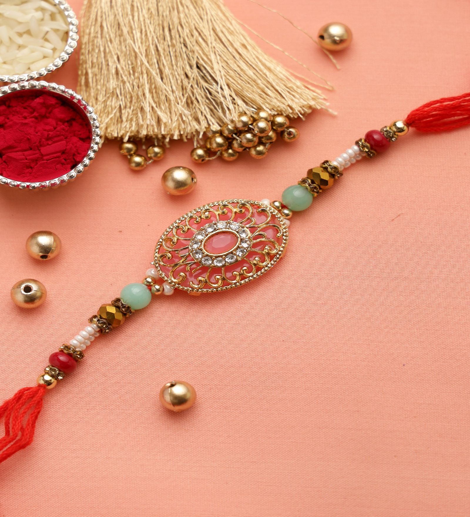 Buy Pink Thread & Plastic Rakhi Set by Aapno Rajasthan at 40% OFF by ...