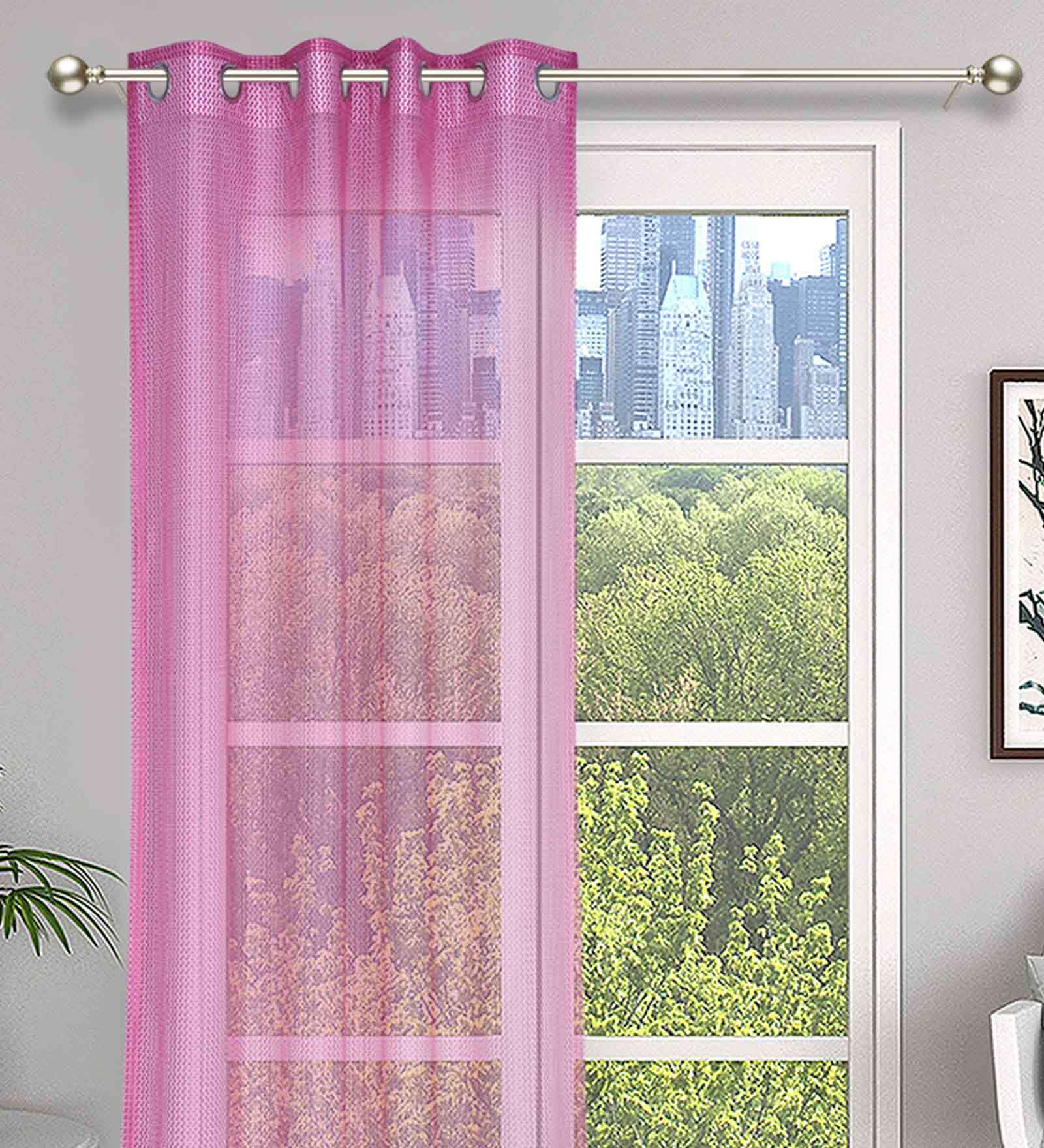 Buy Purple Tissue Sheer 5 Feet Eyelet Curtain (Set of 2) by The ...