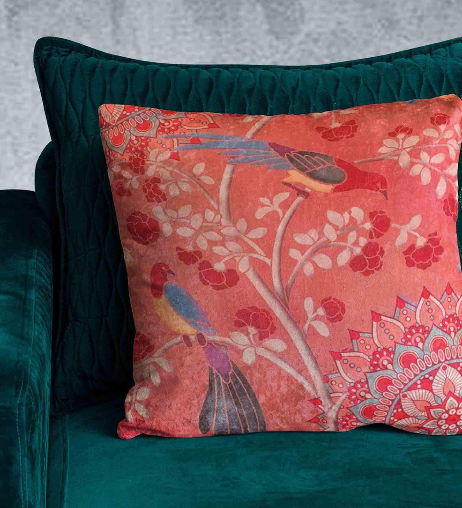 Buy Pink Mandala Velvet Blend Florals 16x16 inches Cushion Covers 1 Pc ...