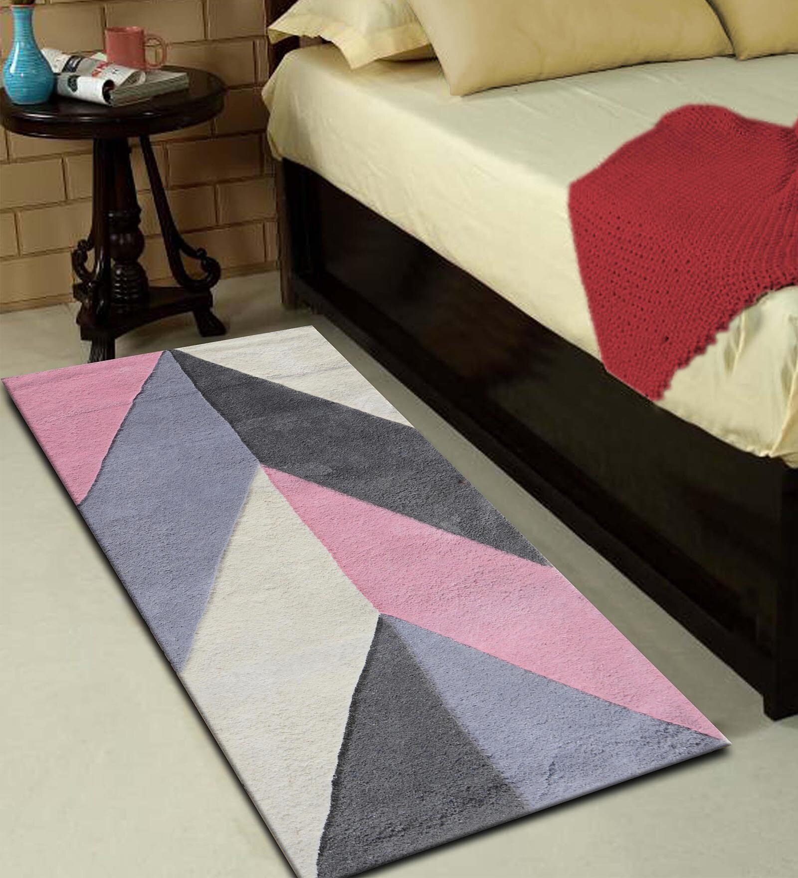 Buy Pink Wool 21 x 55 Inches Hand Tufted Floor Runner by PRESTO at 36% ...