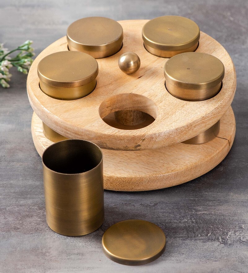 Buy Pilat Mango Wood Spice Box by Nestroots Online - Spice Boxes ...