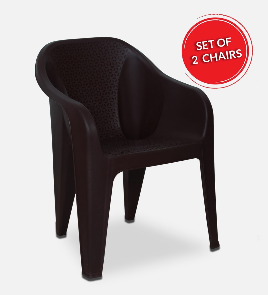 Buy Genoa Arm Plastic Chair with Arms in Dark Brown Finish (Set Of 2 ...