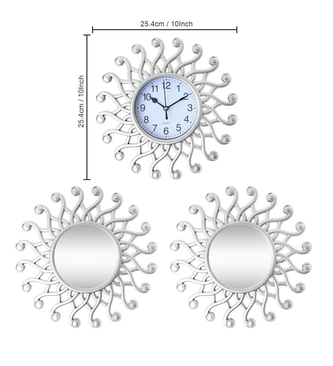 Buy Contemporary Wall Clock With Mirrors By Tied Ribbons Online ...