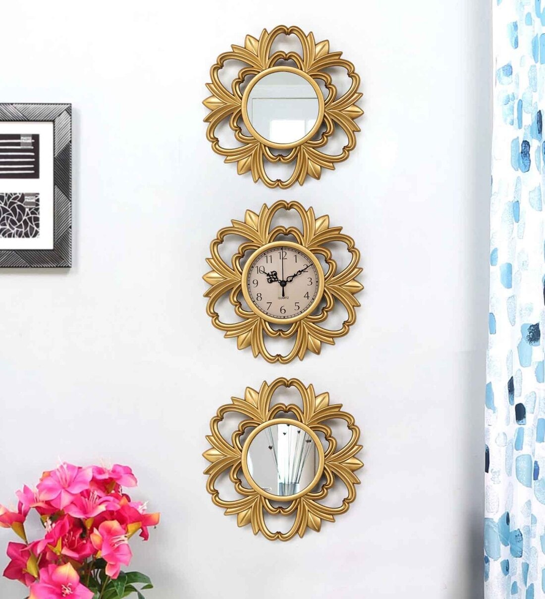 Buy Solid Analogue Wall Clock With 2 Mirrors at 32% OFF by Tied Ribbons ...