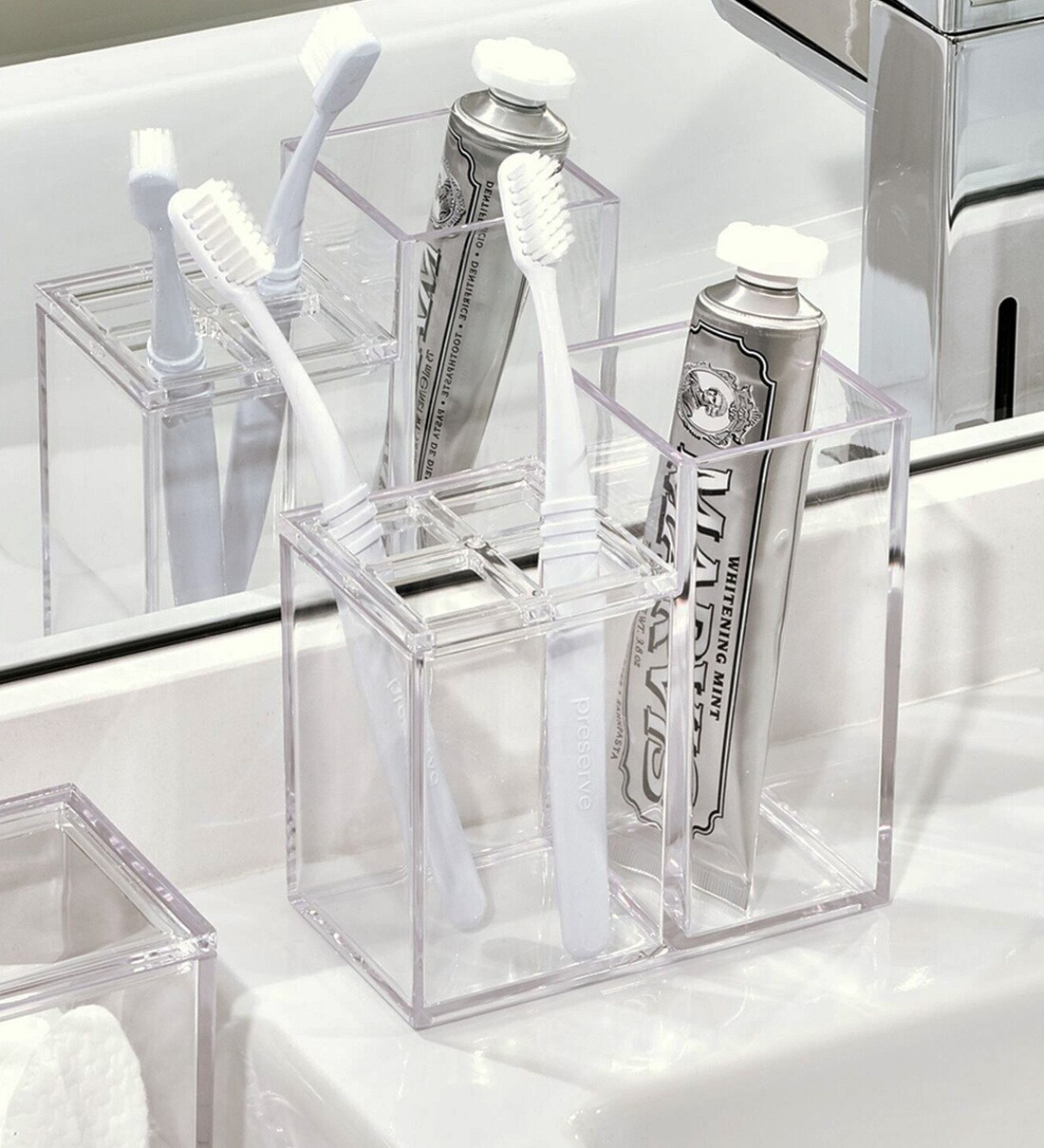 Buy Plastic Counter Top Toothbrush Holder In Transparent By Interdesign ...