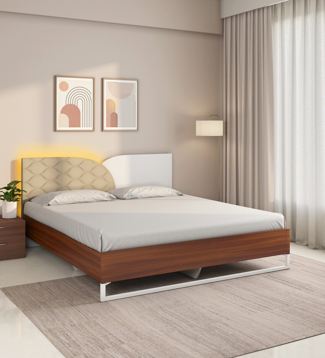 Buy Plush Meta Queen Size Bed in Walnut Finish at 58% OFF by Nilkamal ...