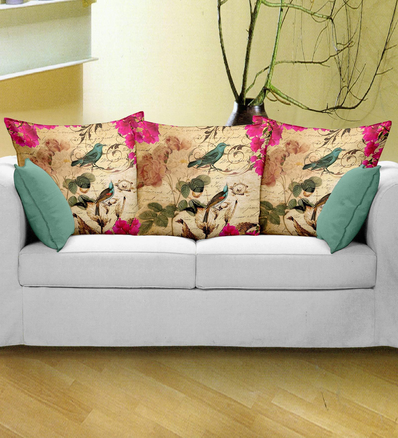Buy Plain Solid Cotton 16x16 Inch Cushion Covers (Set Of 3) By Bianca ...