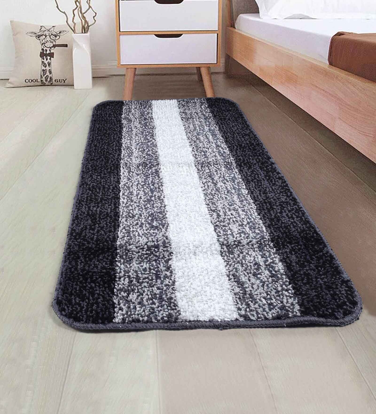 Buy Plain Solid Pattern Polyester 3 x 2 Feet Machine Made Bedside ...