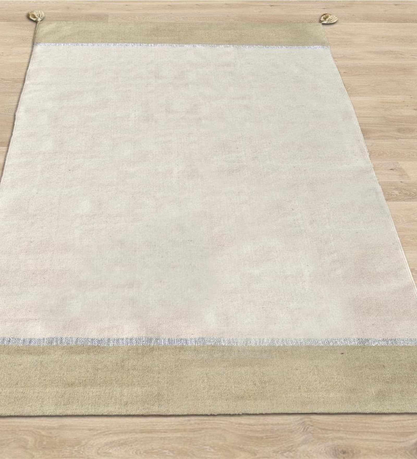 Buy Beige Wool Plain Solids 5 x 8 Feet Hand Woven Carpet by The Rug ...