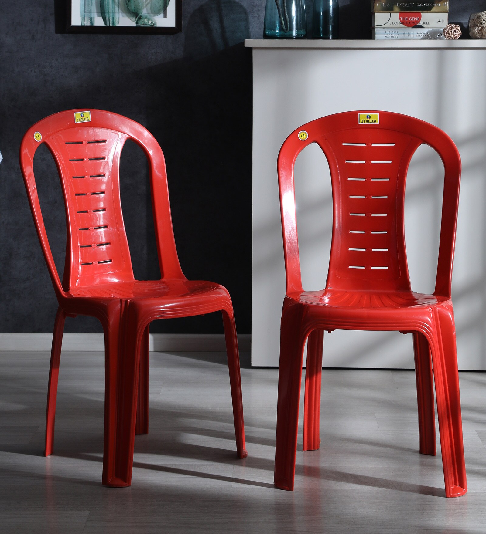 Buy Plastic Chair (Set of 2) in Red Colour at 52% OFF by Italica ...