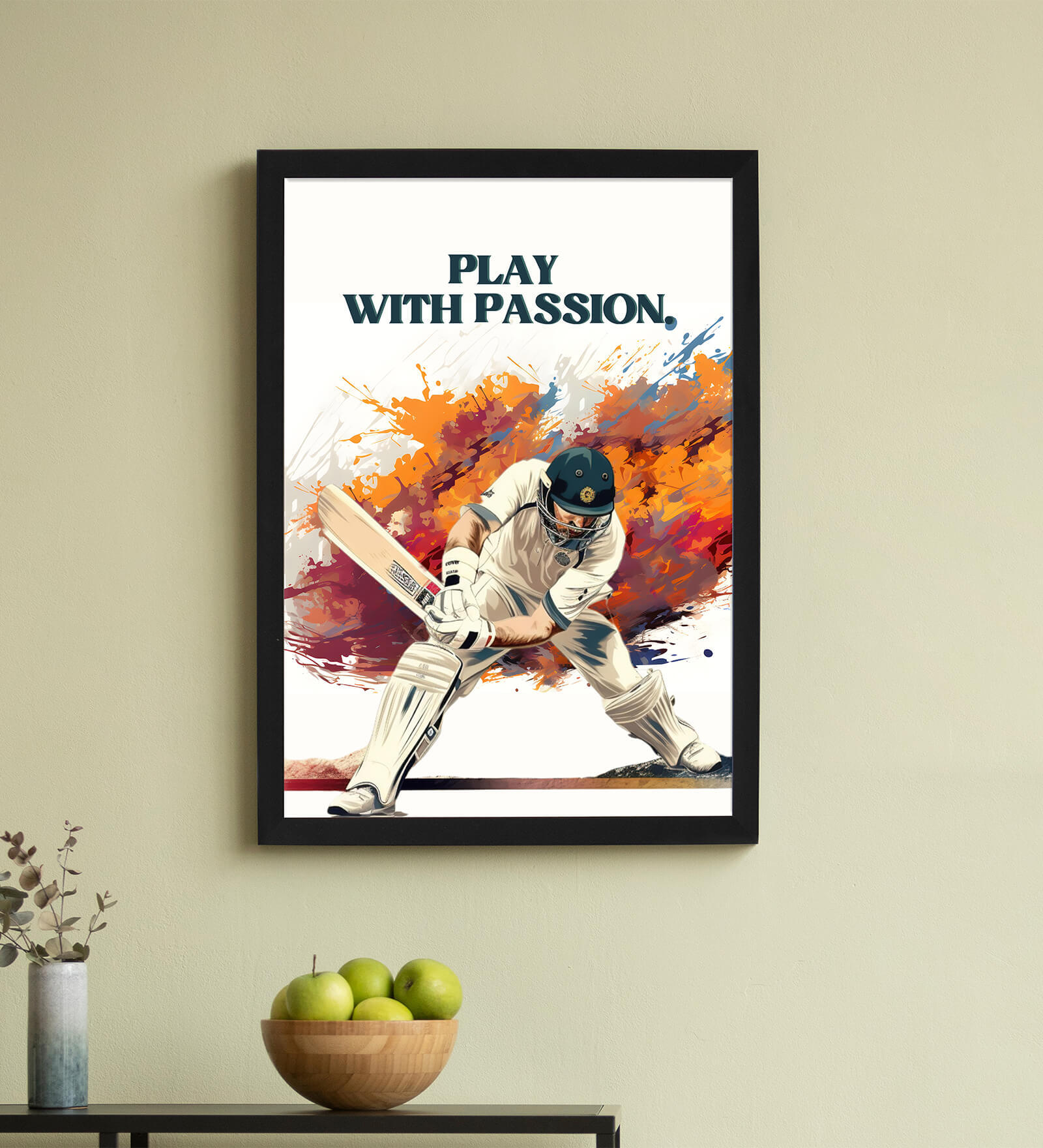 Buy Play with Passion in Cricketer Fever Framed Wall Hanging Poster For ...