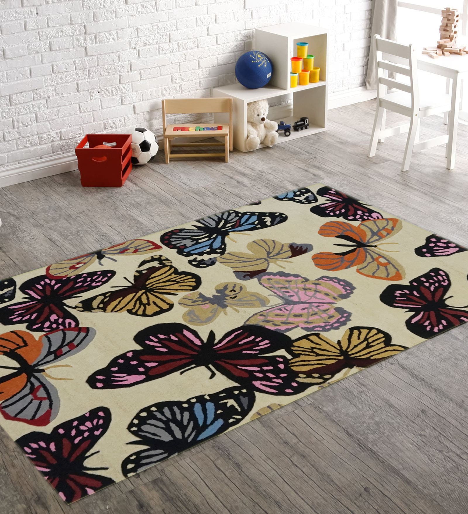 Buy Multicolor Playful Butterfly 6 X 4 Feet Woolen Carpet in ...
