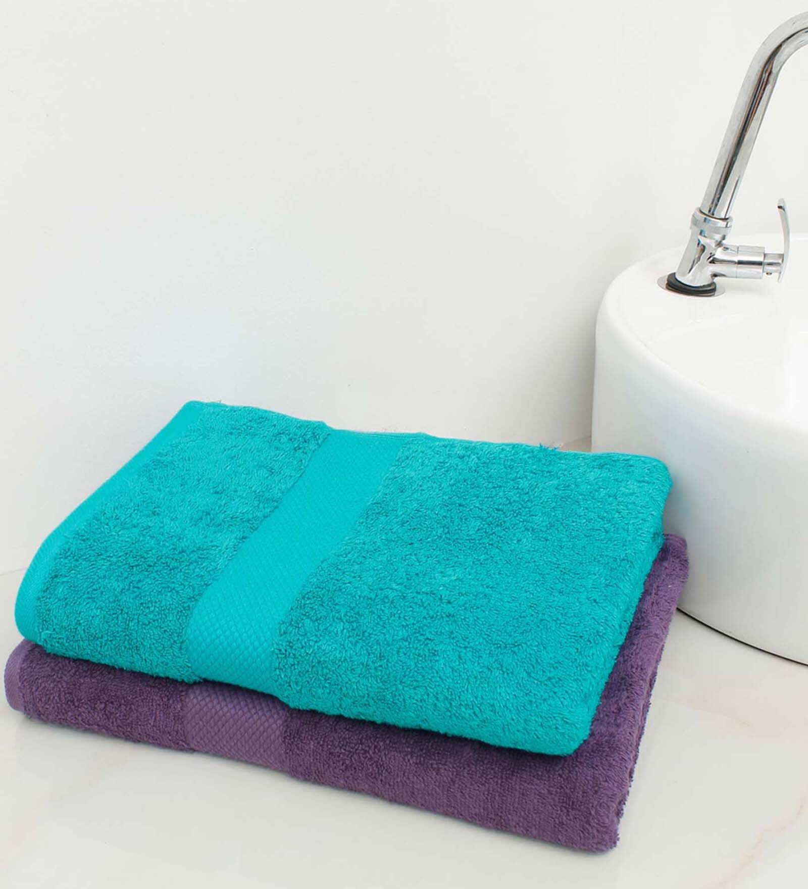Buy Multicolor Solid 500 GSM 100% Cotton Bath Towels (Set of 2) by AVI Living at 40% OFF by AVI ...