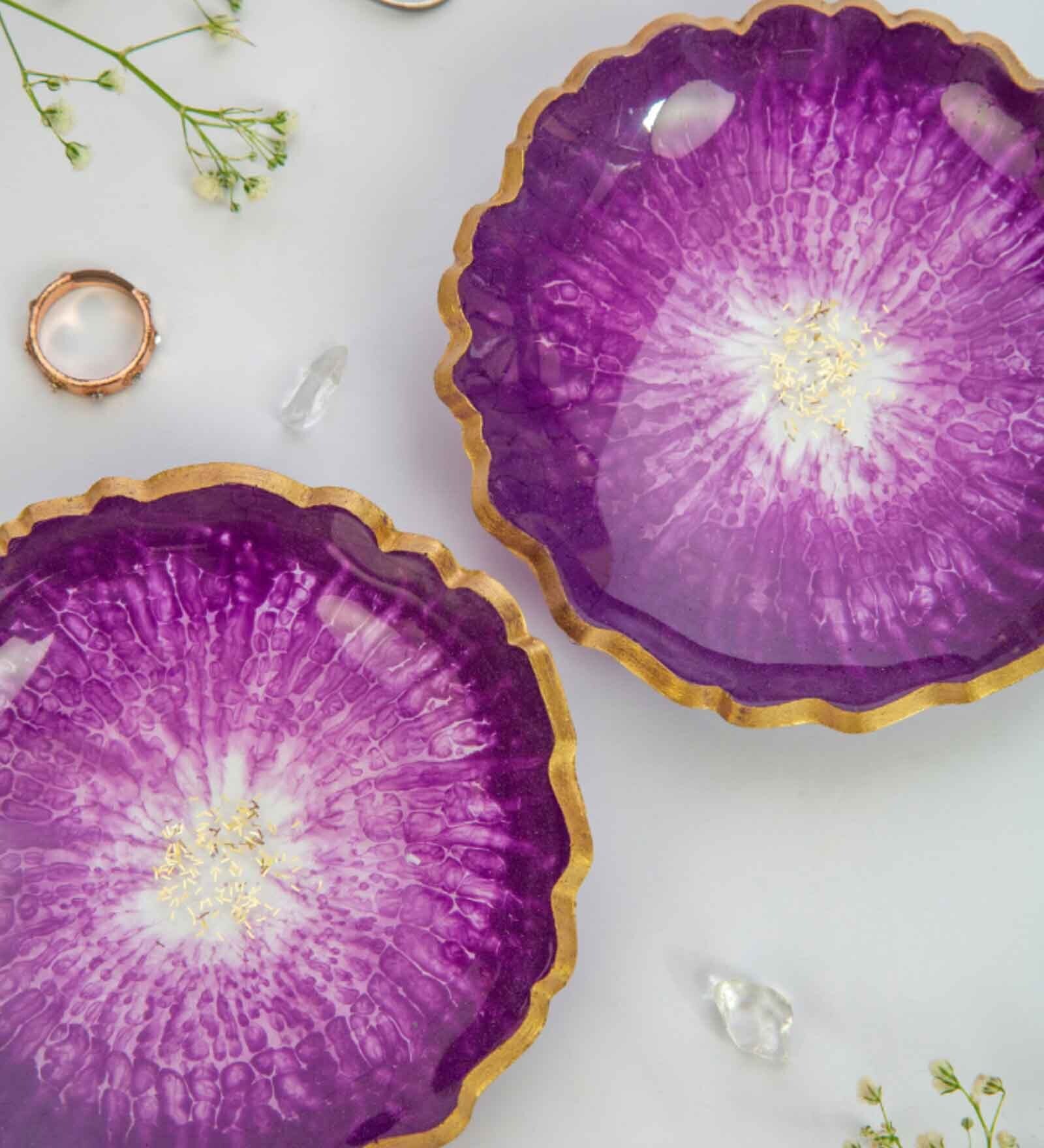 Buy Plum Trinket Purple Resin Decorative Bowl (Set of 2) by HN Hues at ...