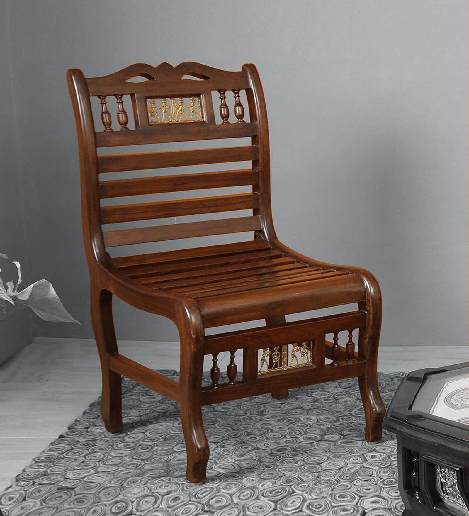 Buy Pluma Teak Wood Slipper Chair in Walnut Colour at 29% OFF by ...