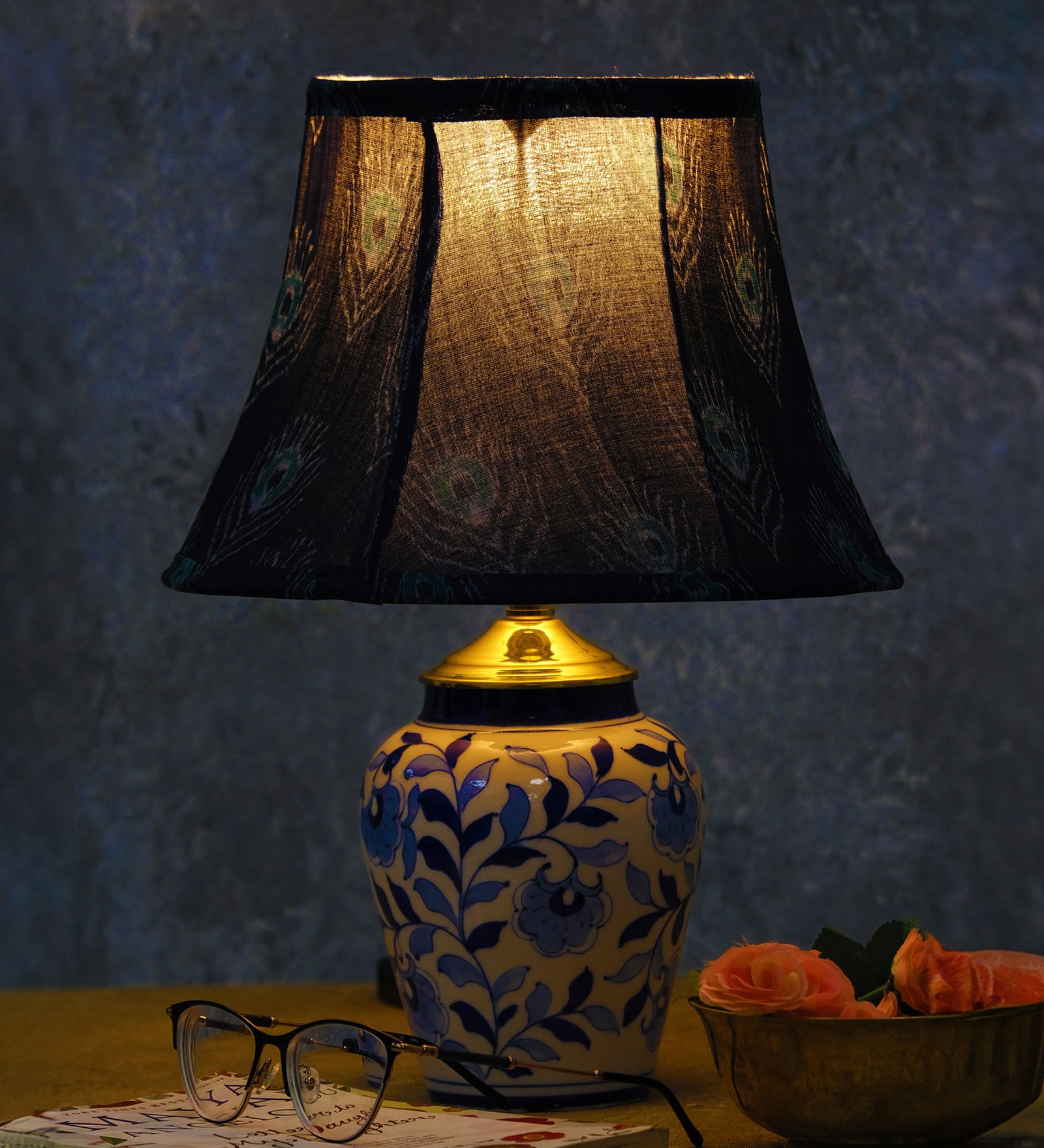 Buy Plume Blue Ikat Bell Lampshade at 100% OFF by Inara Home | Pepperfry