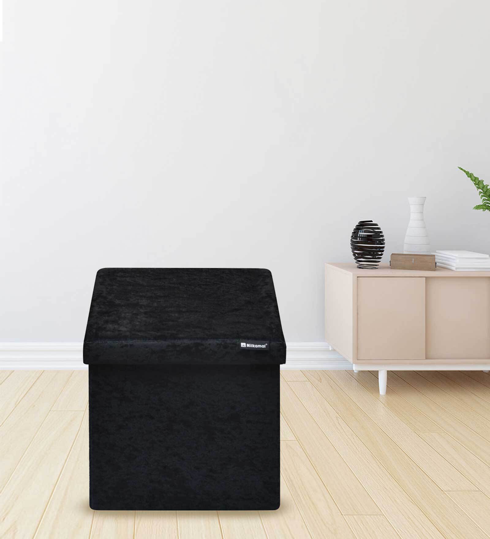 Buy Plush Fabric Ottoman in Black Colour at 38% OFF by Nilkamal | Pepperfry
