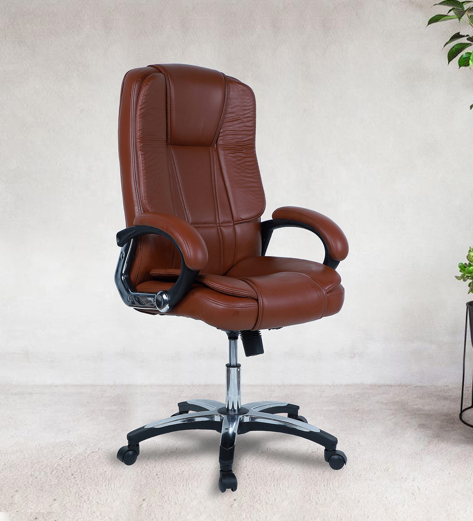 Buy Plush Leatherette Executive Chair in Brown Colour at 36% OFF by ...