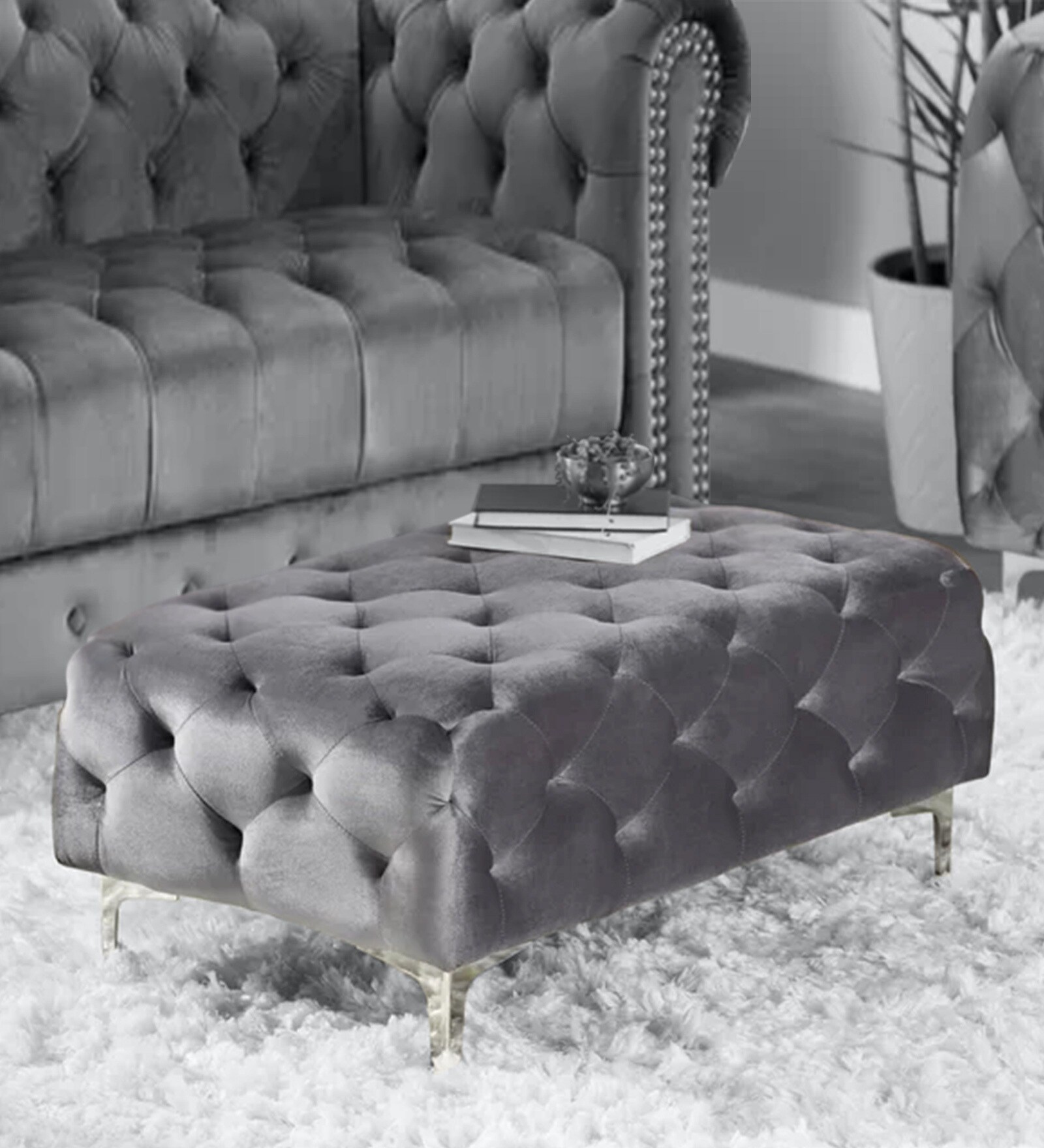 Buy Pluto Seating Stool in Grey Colour at 36% OFF by Furncasa | Pepperfry