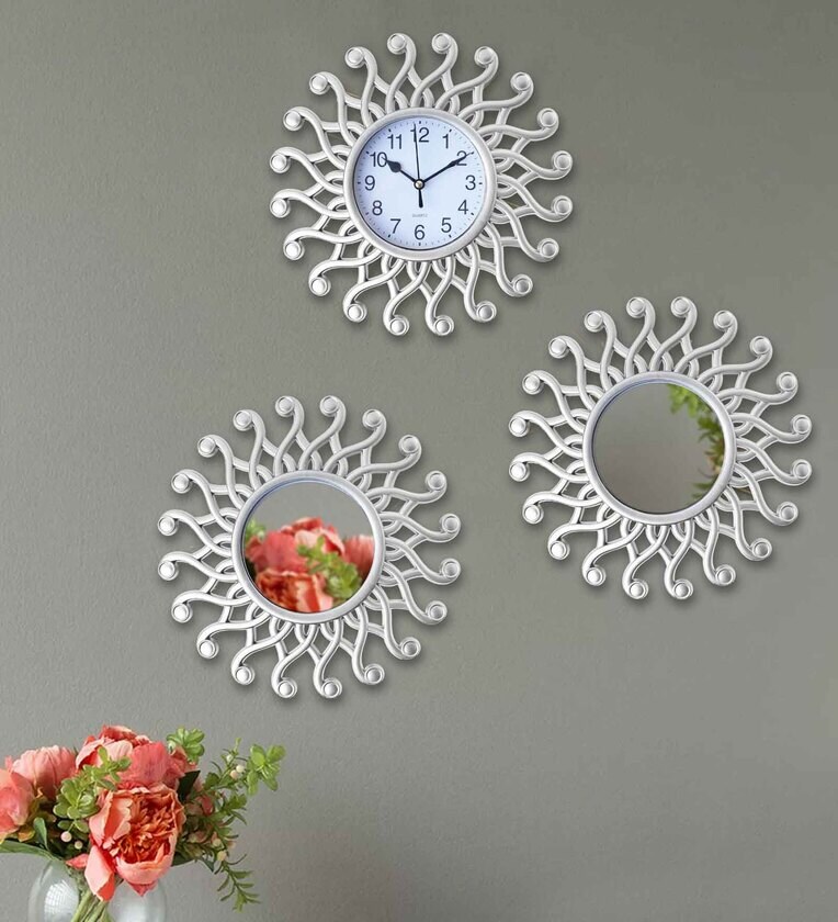Buy Contemporary Wall Clock With Mirrors By Tied Ribbons Online ...