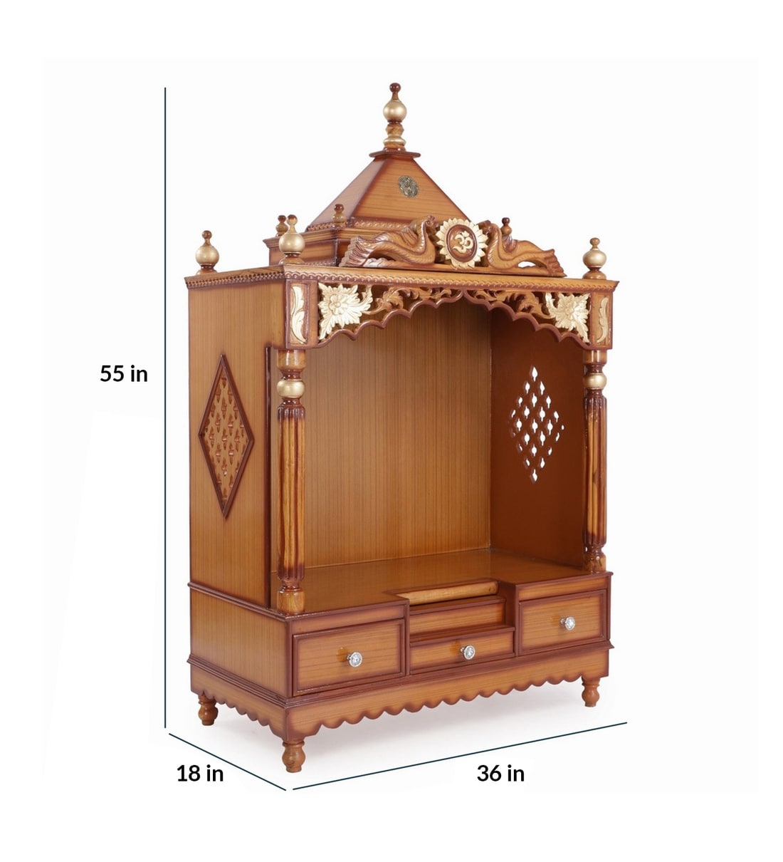 Buy Teak Wood Gold Mandir With Storage By Dzyn Furnitures Online - Mandirs - Spiritual - Home ...