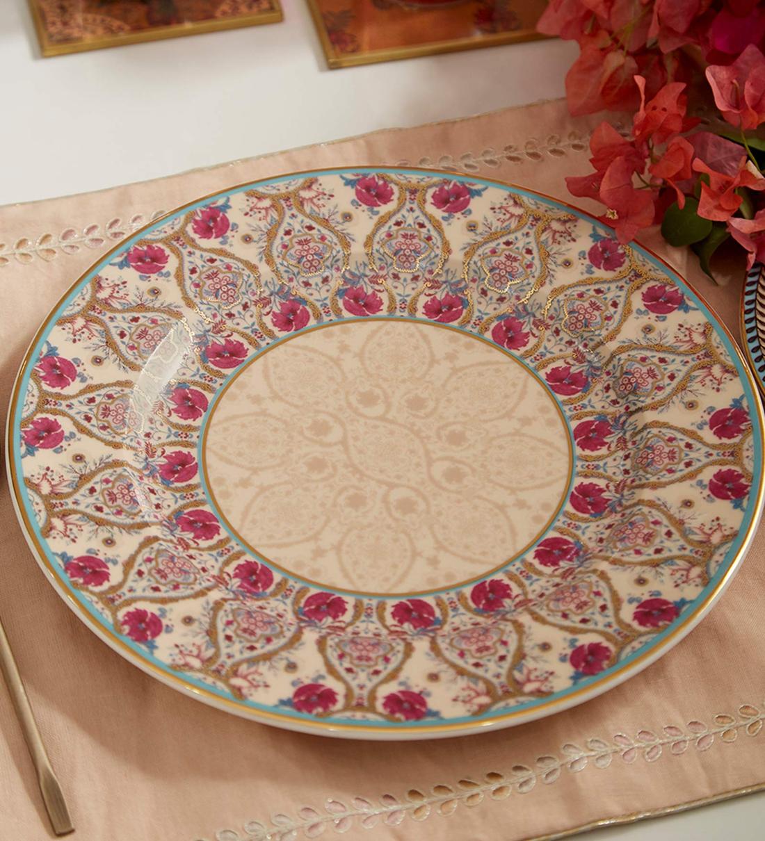 Buy Pink Porcelain Dinner Plate by Ritu Kumar Home at 64% OFF by Ritu ...