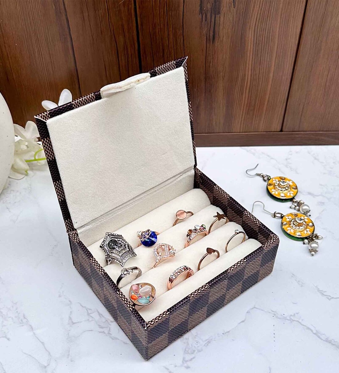 Buy Brown Portable Ring Storage Box Organizer at 40% OFF by La Trove ...